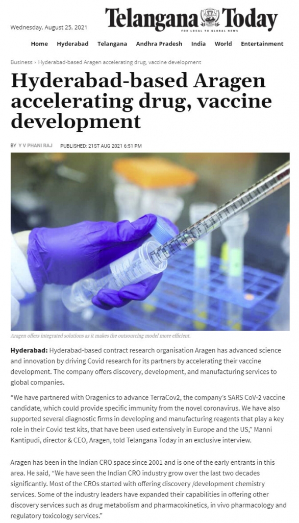 Hyderabad-based Aragen accelerating drug, vaccine development - Aragen ...